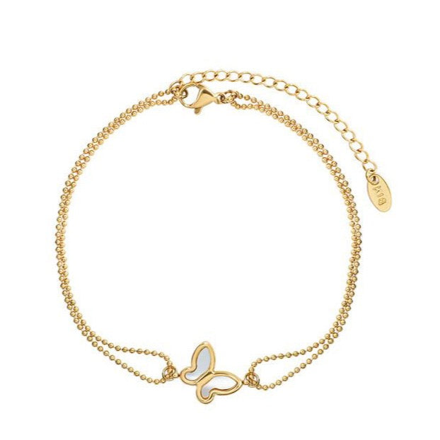 Callie 18k Gold Plated Layered Butterfly Anklet LUXE TONES