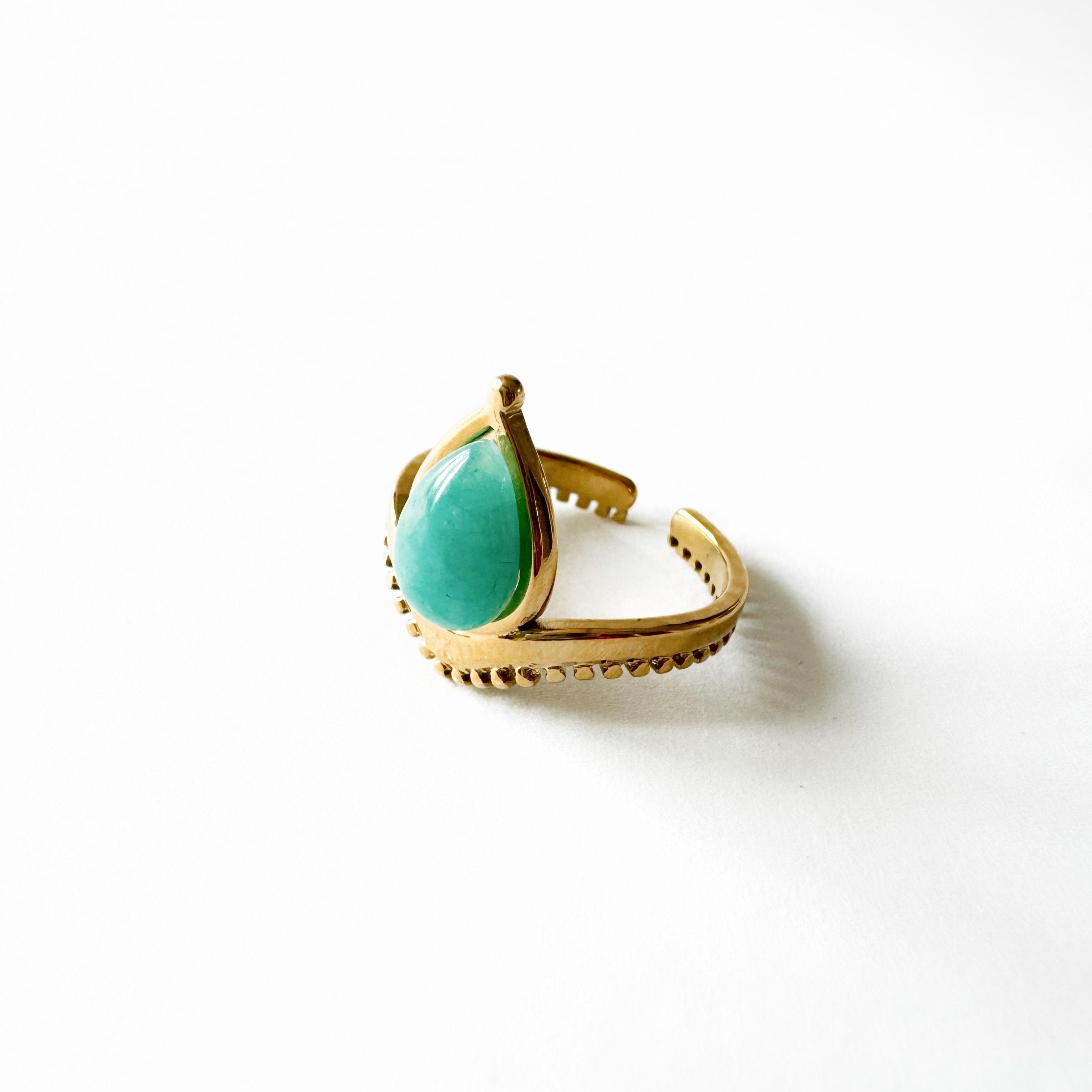 Emmy Luxe 18k Gold Plated Turquoise Stone Ring – LUXE TONES