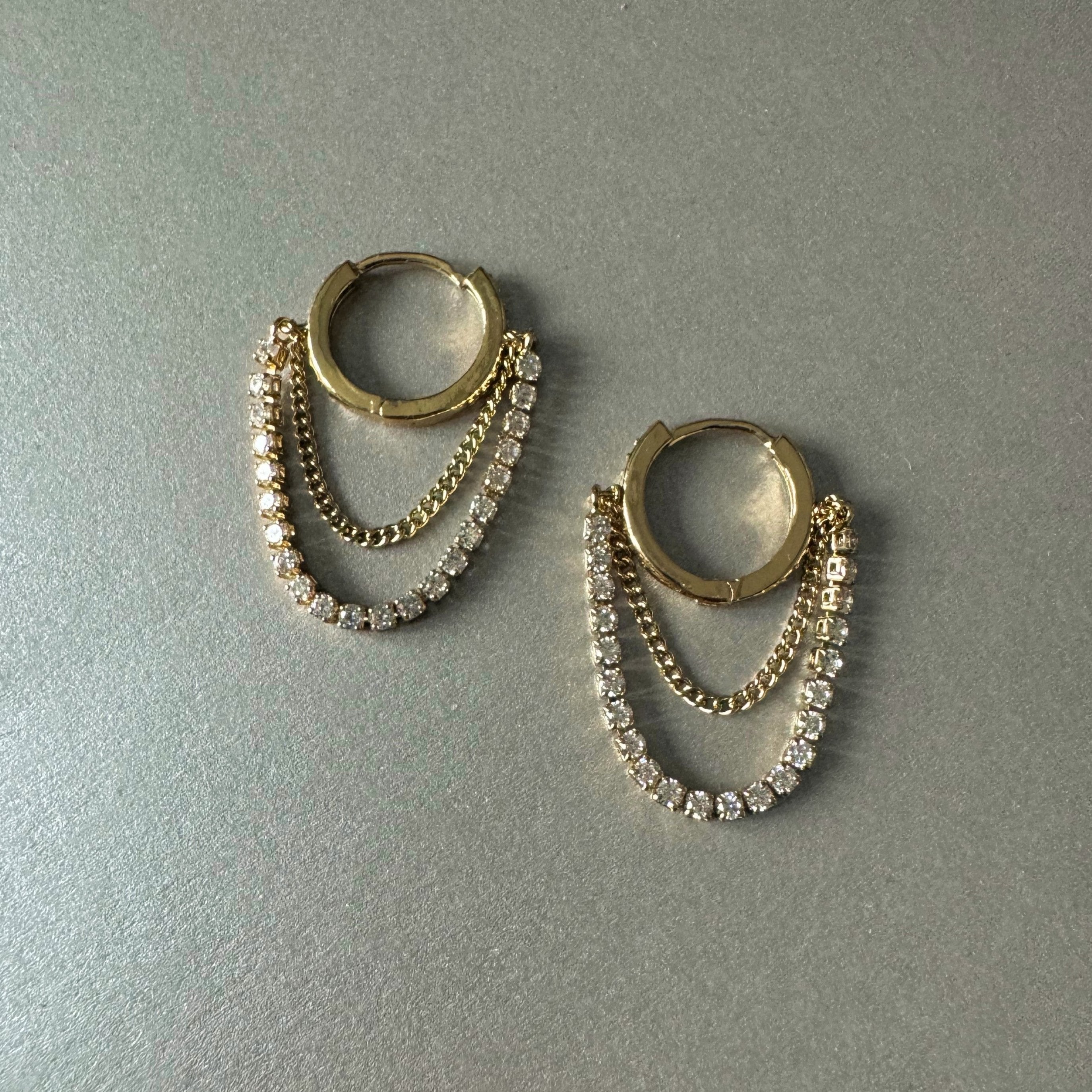Starlet Double Chain Jewelled Hoop Earrings – LUXE TONES