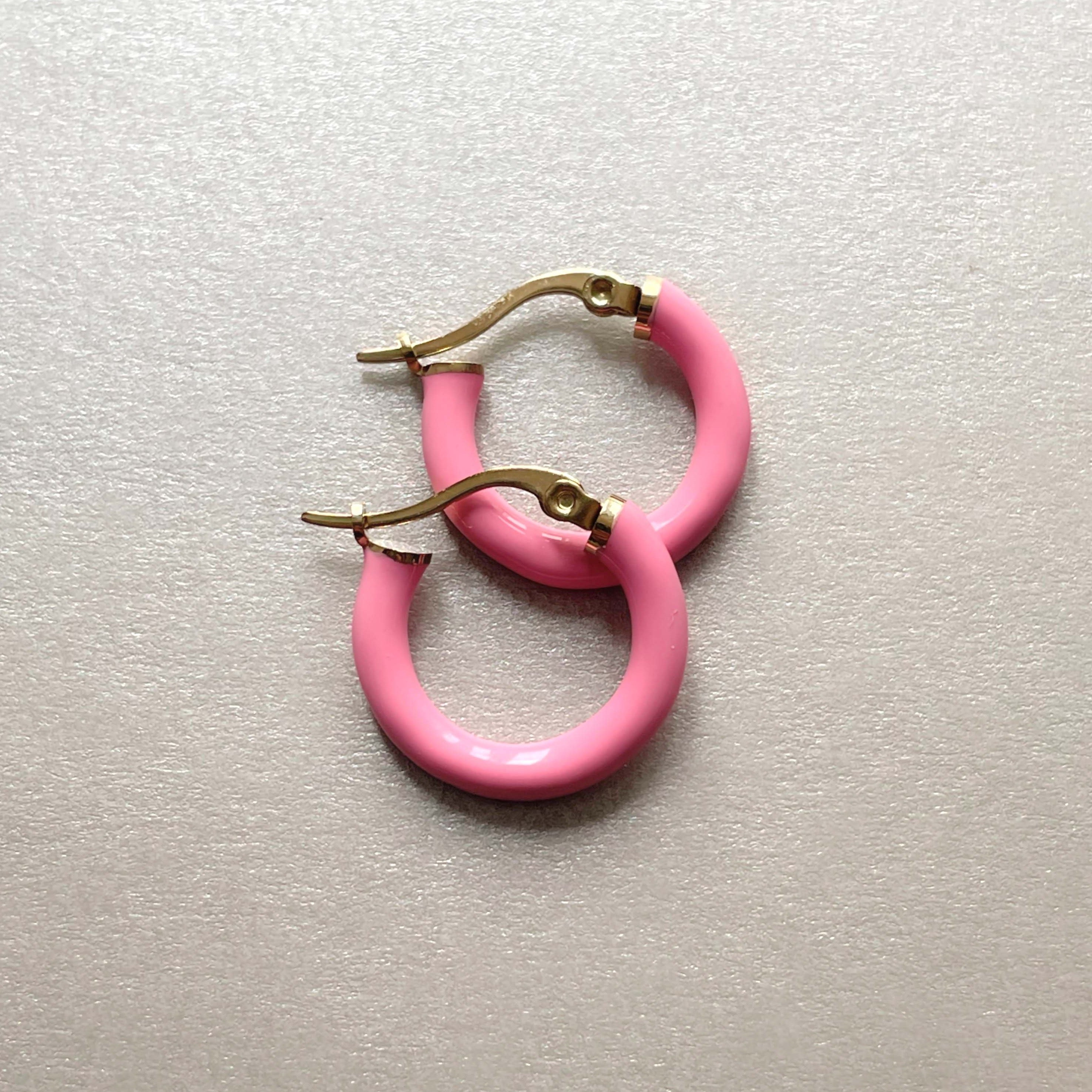 Gold Plated Pink Hoops Earrings | Pink Hoops Earrings | LUXE TONES