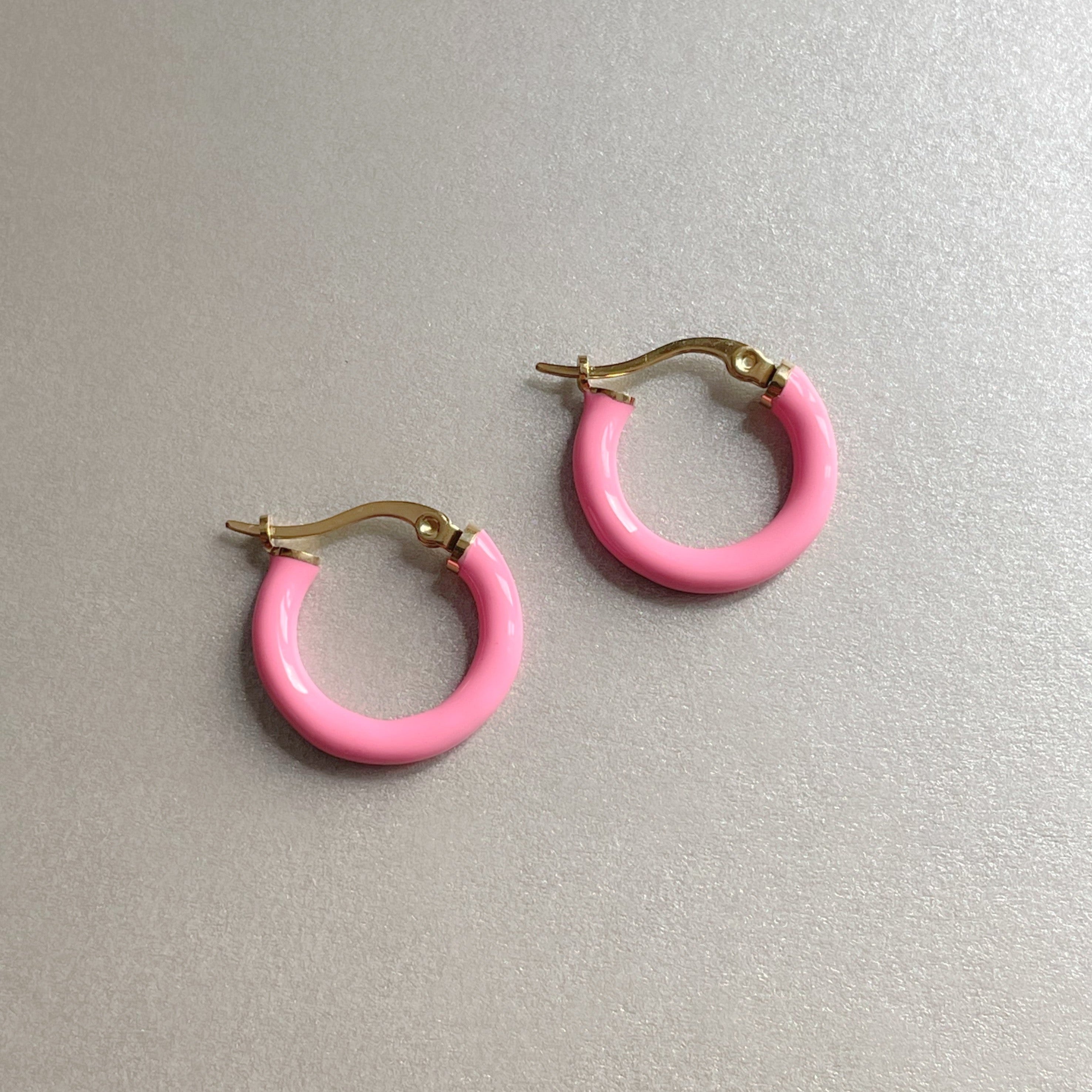 Gold Plated Pink Hoops Earrings | Pink Hoops Earrings | LUXE TONES